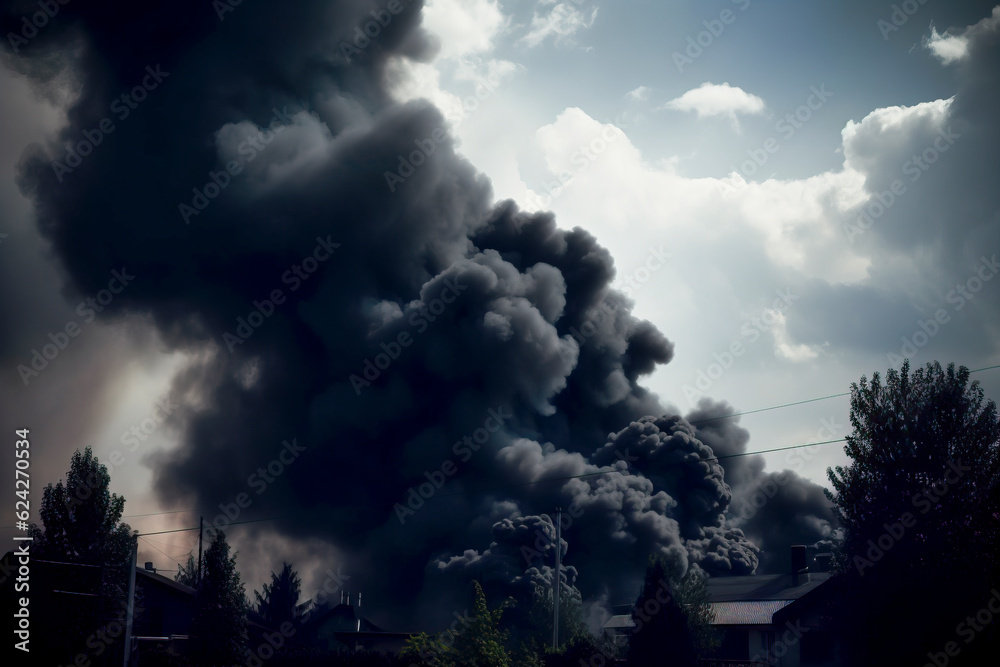 Inferno Unleashed: Intense and Ominous Capture of a Billowing Black ...