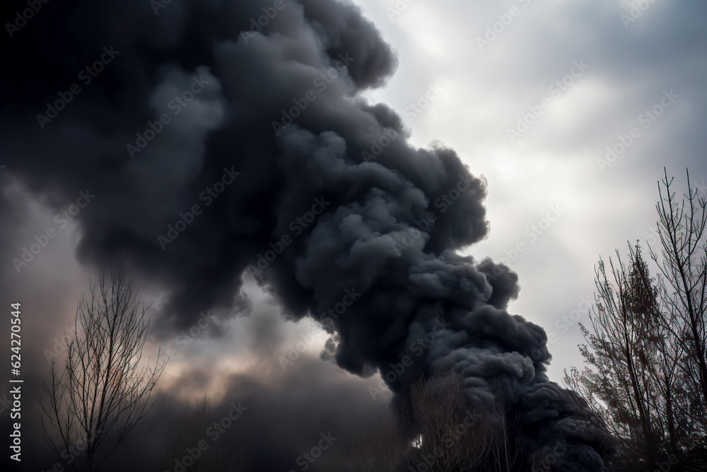 Inferno Unleashed: Intense and Ominous Capture of a Billowing Black ...