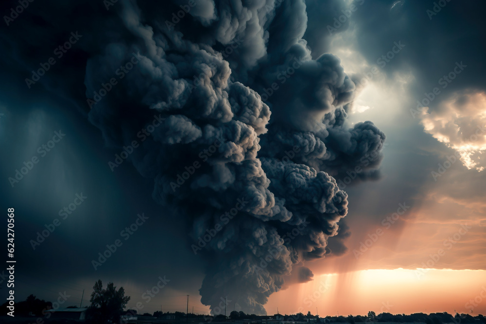 Inferno Unleashed: Intense and Ominous Capture of a Billowing Black ...