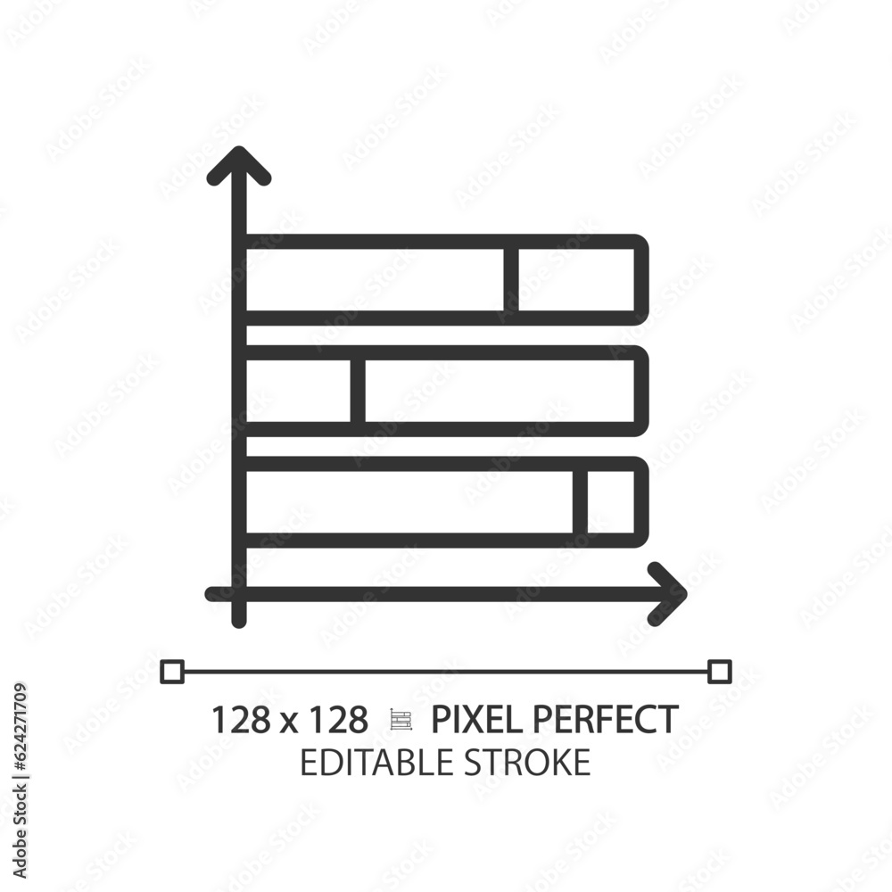 Horizontal Stacked Column Chart Linear Icon Budget Management Demographic Data Information