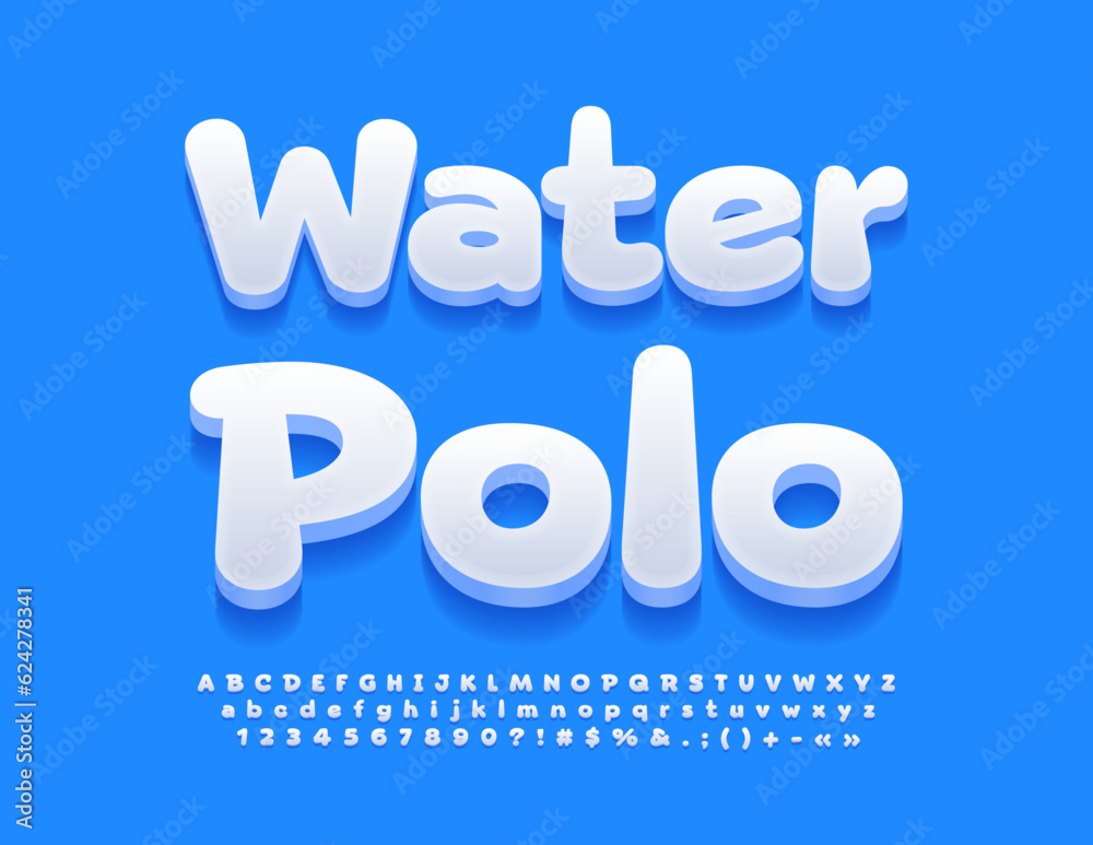 Vector activity icon Water Polo. Bold White 3D Font. Funny set of ...