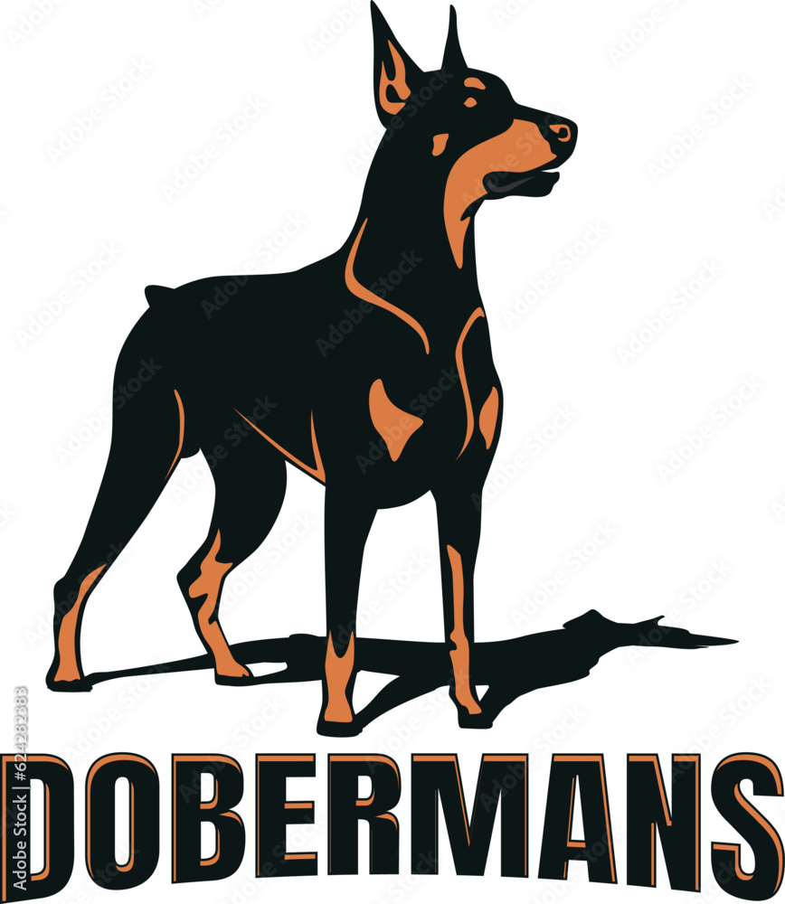 dobermans dog logo design vector art Stock Vector | Adobe Stock