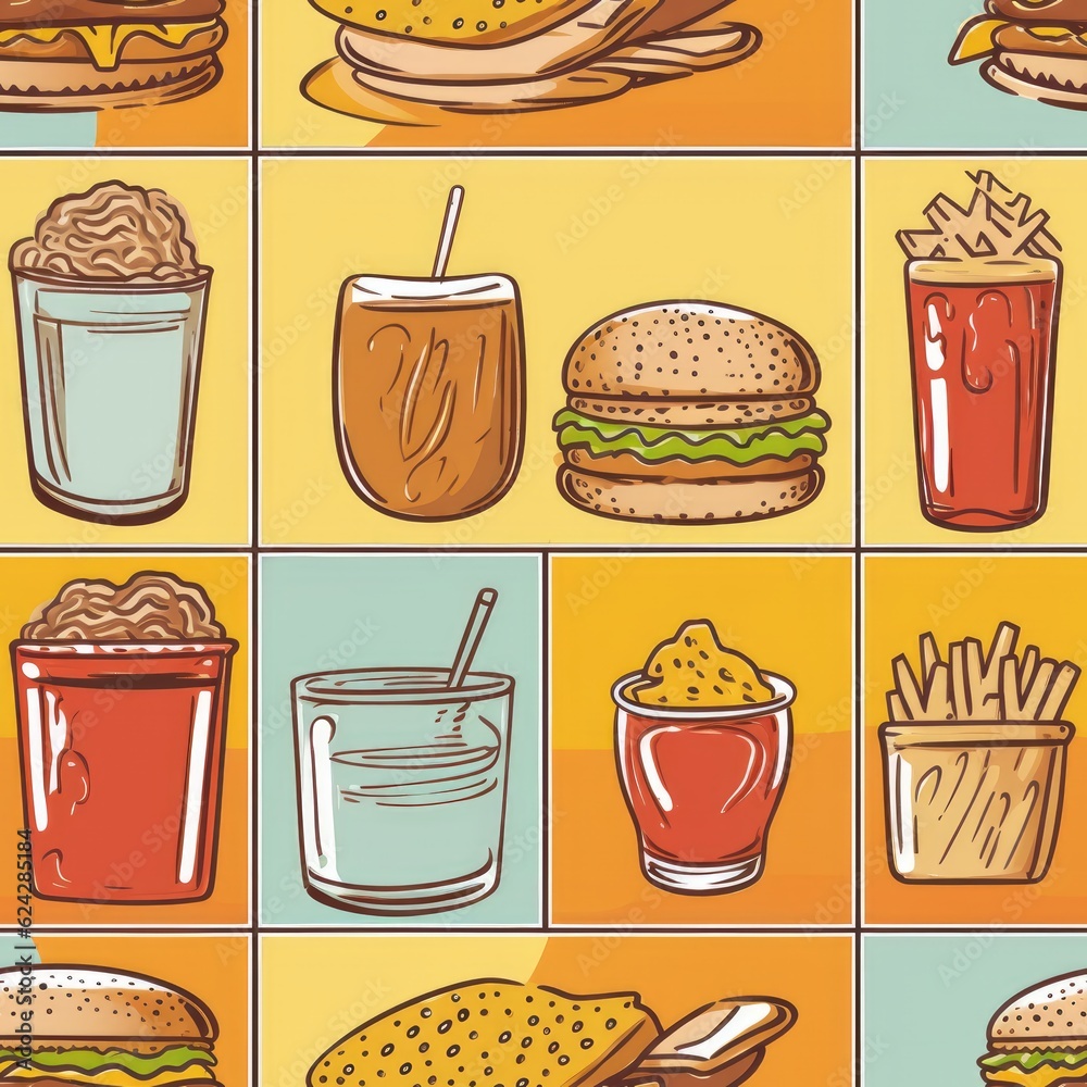 Fast food, Geometric TILE texture, Seamless, Repeating pattern, Endless ...