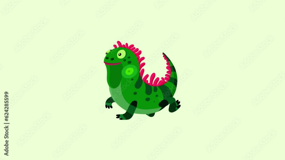 Iguana lizard cartoon animal animation character isolated. Blinking ...