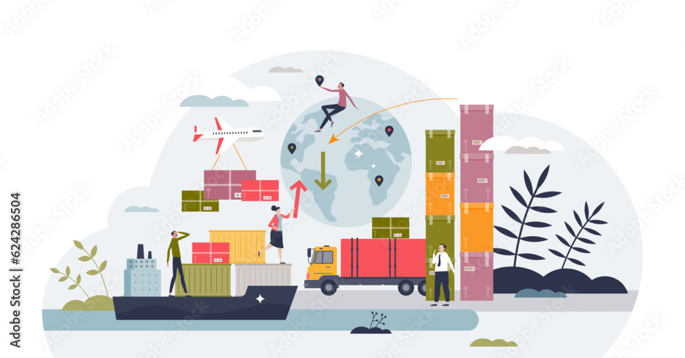 Poster Supply chain management or SCM as logistics, warehouse inventory ...