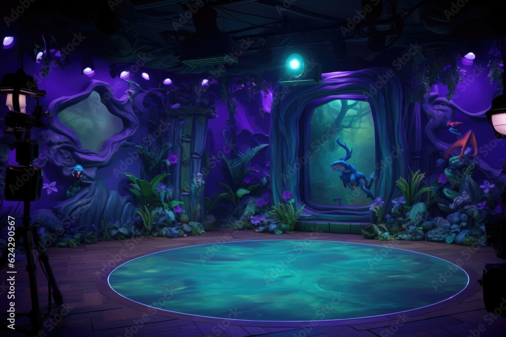 empty 3D cartoon background for kids and animation generative ai ...