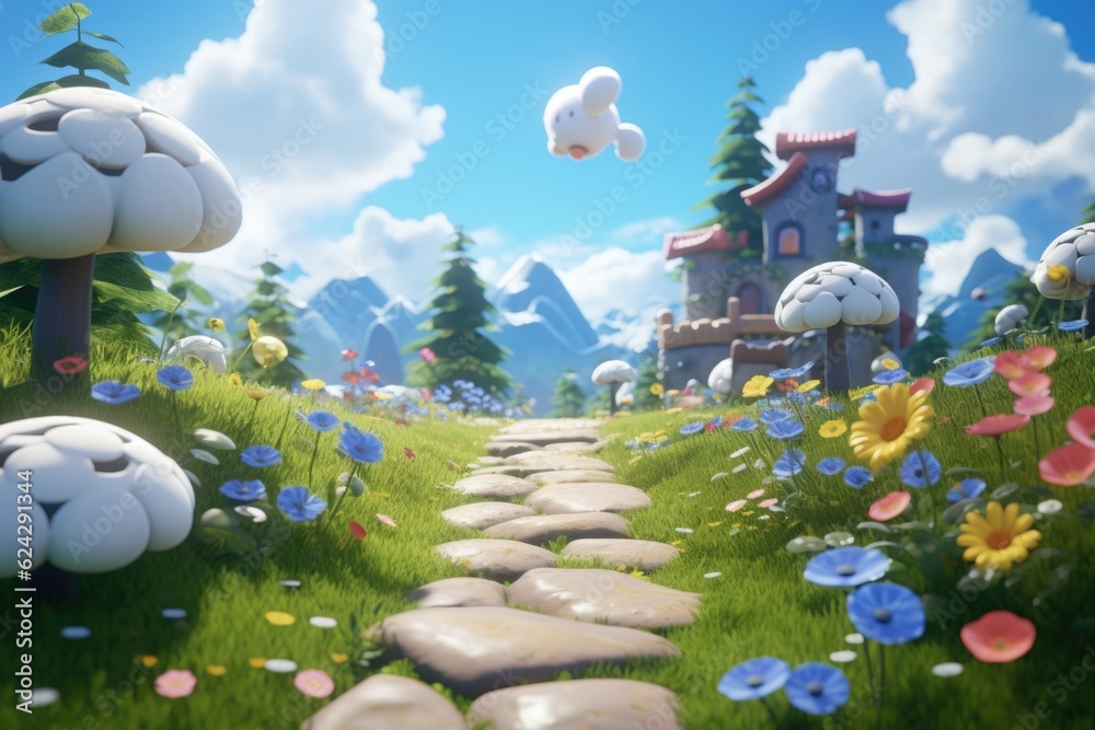 empty 3D cartoon background for kids and animation generative ai ...