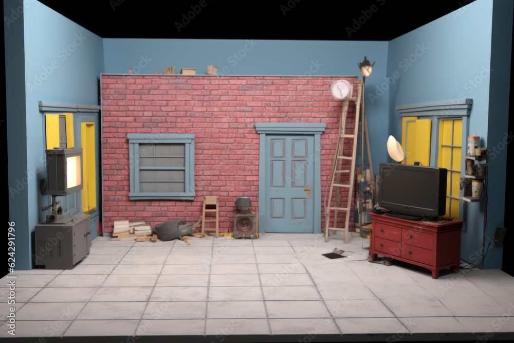 empty 3D cartoon background for kids and animation generative ai ...