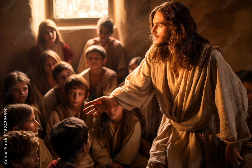 Jesus Christ at a young age preaching and teaching in the synagogue to ...