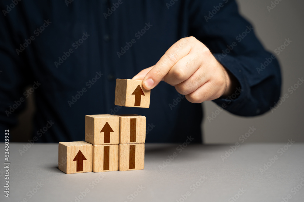 Build growth steps. Growth and development, promotion. Career ...