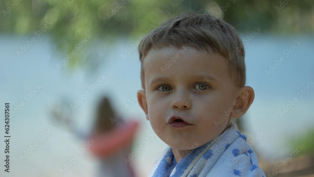 Surprise, excitement and fascination concept. Funny bug eyed little boy ...