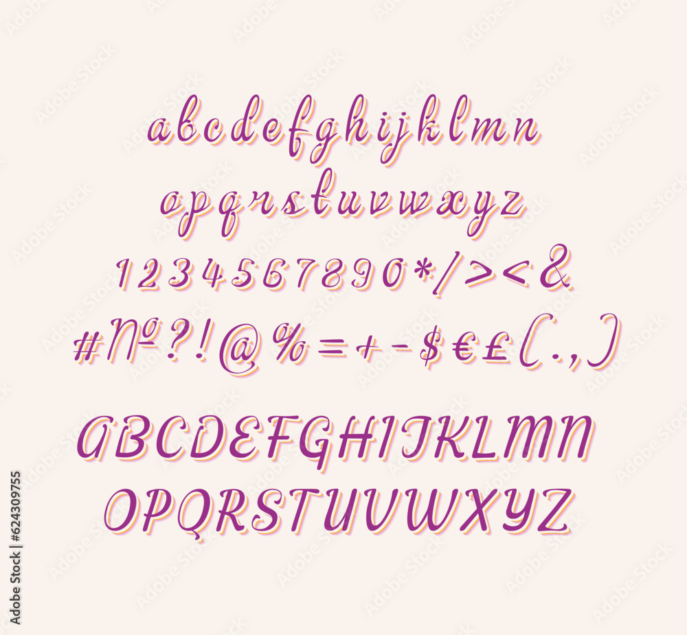 Handwritten modern style alphabet set. Vector decorative typography ...