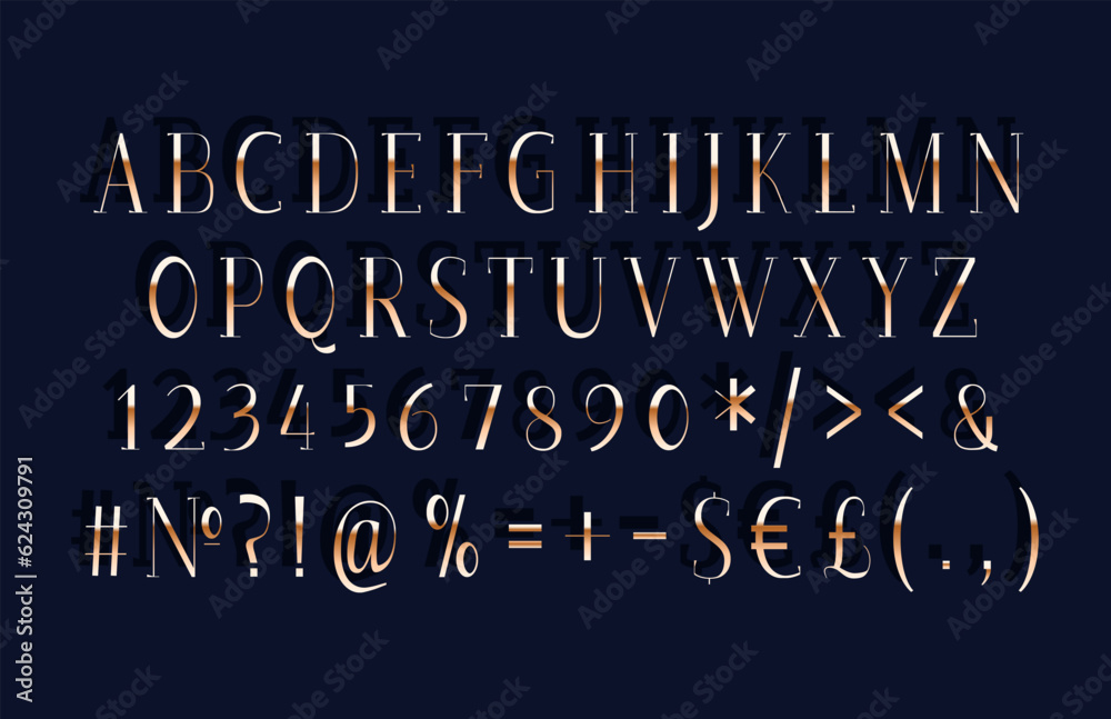 Formal classic modern style alphabet set. Vector decorative typography ...