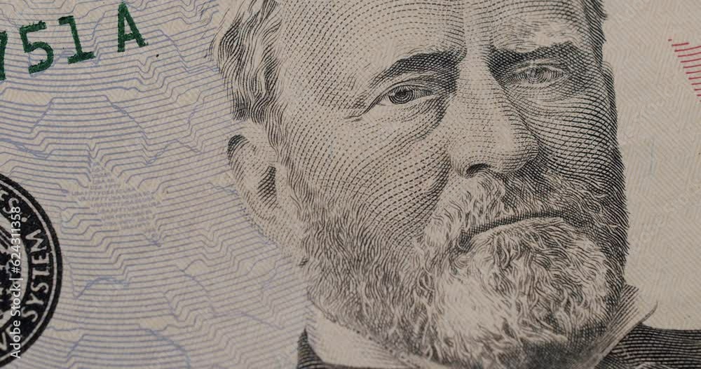 American fifty dollar paper banknote zoom in close up macro. Fifty ...