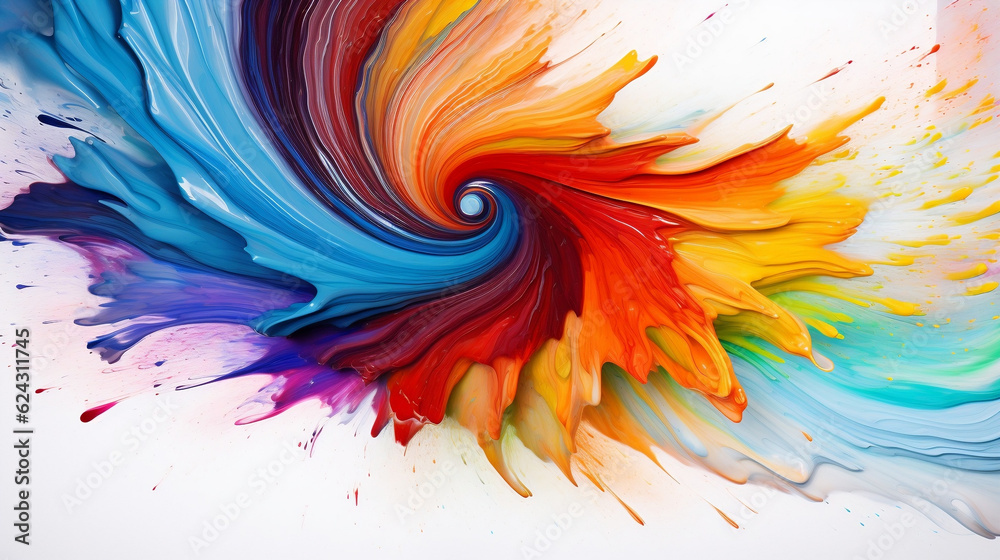swirl of varied color paint in a white background, abstract watercolor ...
