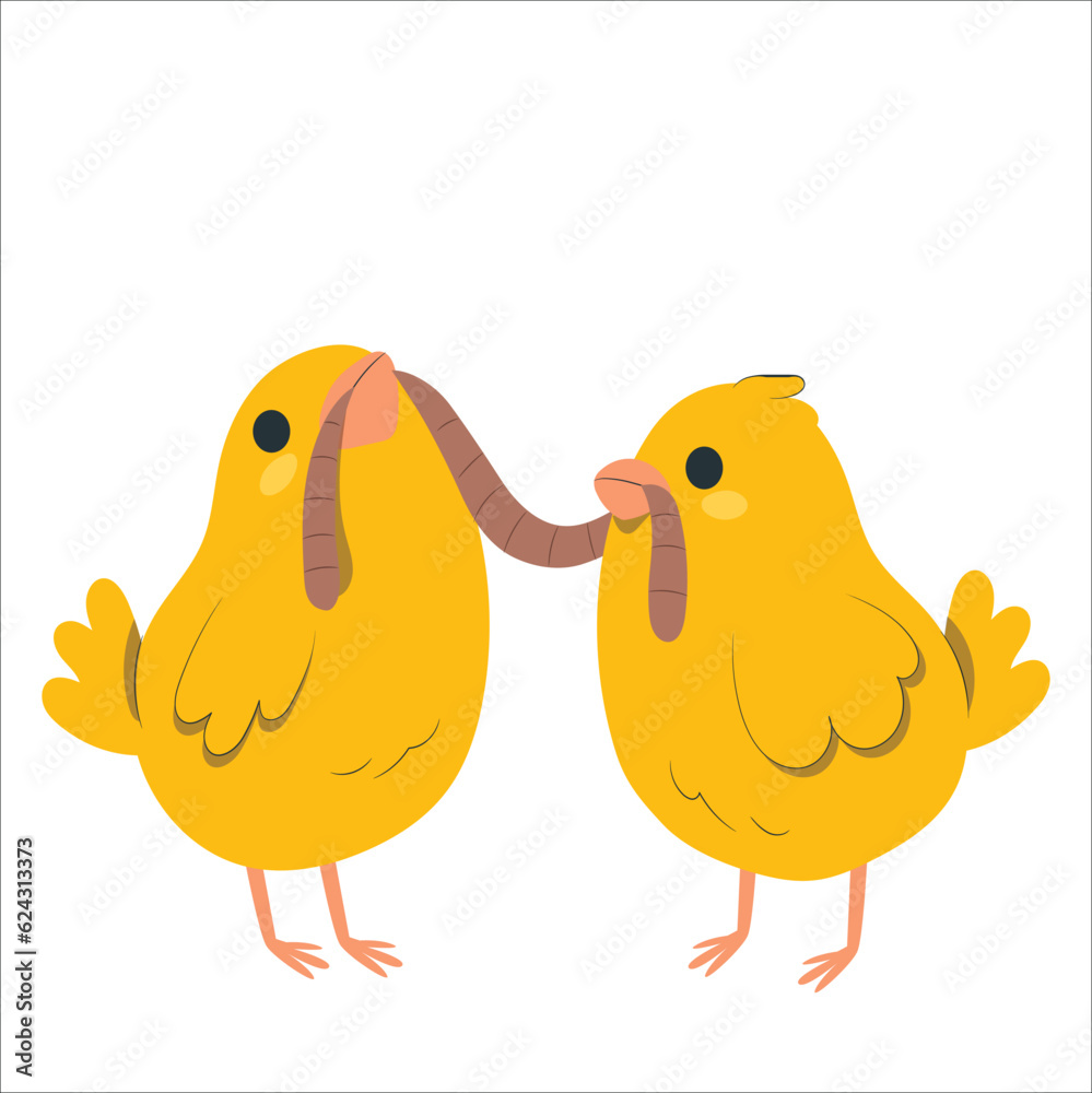 Baby Rhode Island yellow chicken eating a caterpillar or worm. Cute ...