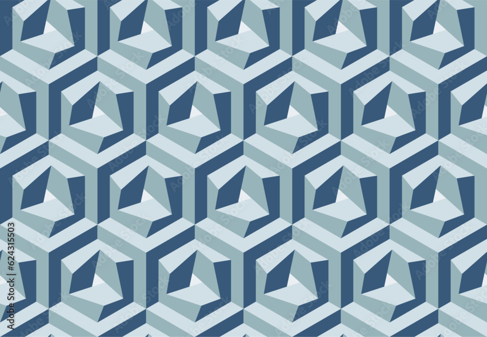 Seamless vector 3D pattern with optical illusions. Cubes. Op Art ...