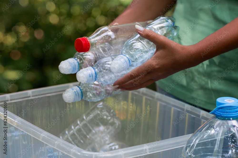 Container of plastic bottles. Garbage collection around the world ...