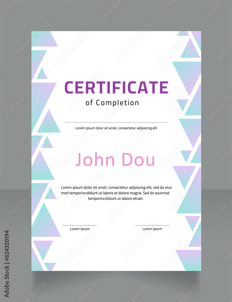 Successful completion of project certificate design template. Vector ...