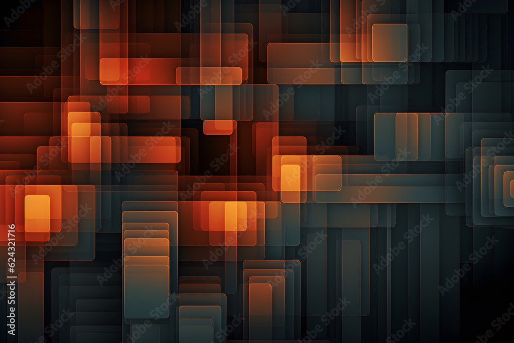 Abstract technology futuristic digital concept square pattern with lighting glowing particles ...