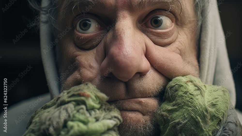 Extreme disgust on smelling a pair of dirty and smelly socks Stock ...