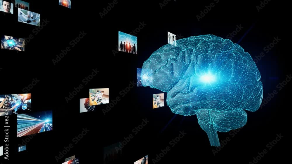 Human brain and visual contents concept. AI (Artificial Intelligence ...