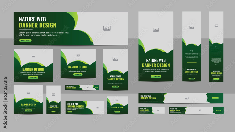 Nature web banner design web template Set, Horizontal header web banner ...