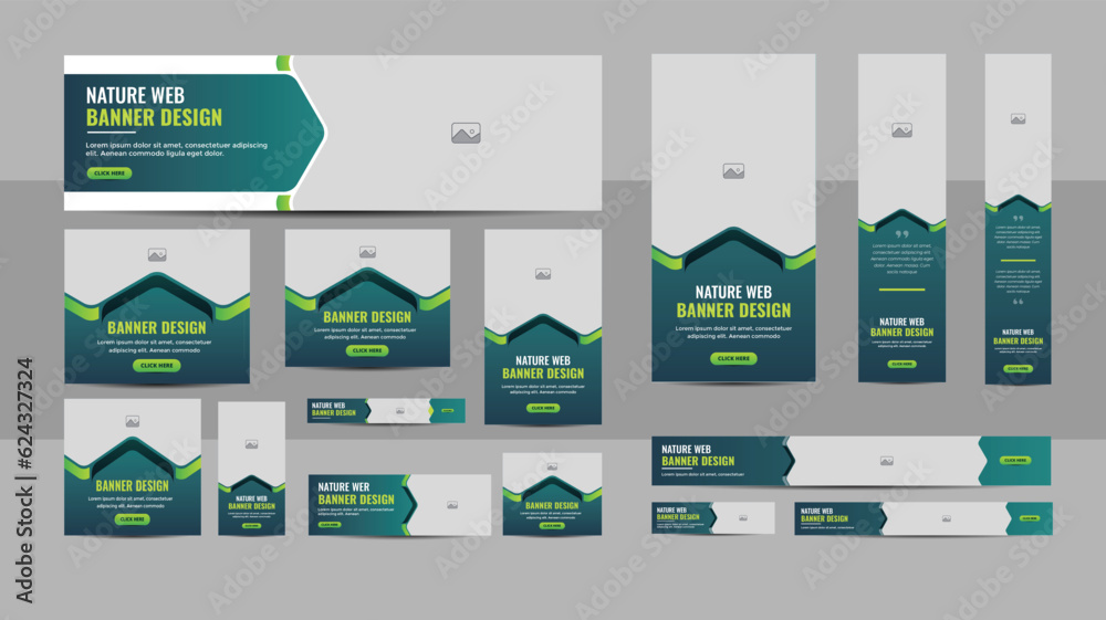 Nature web banner design web template Set, Horizontal header web banner ...