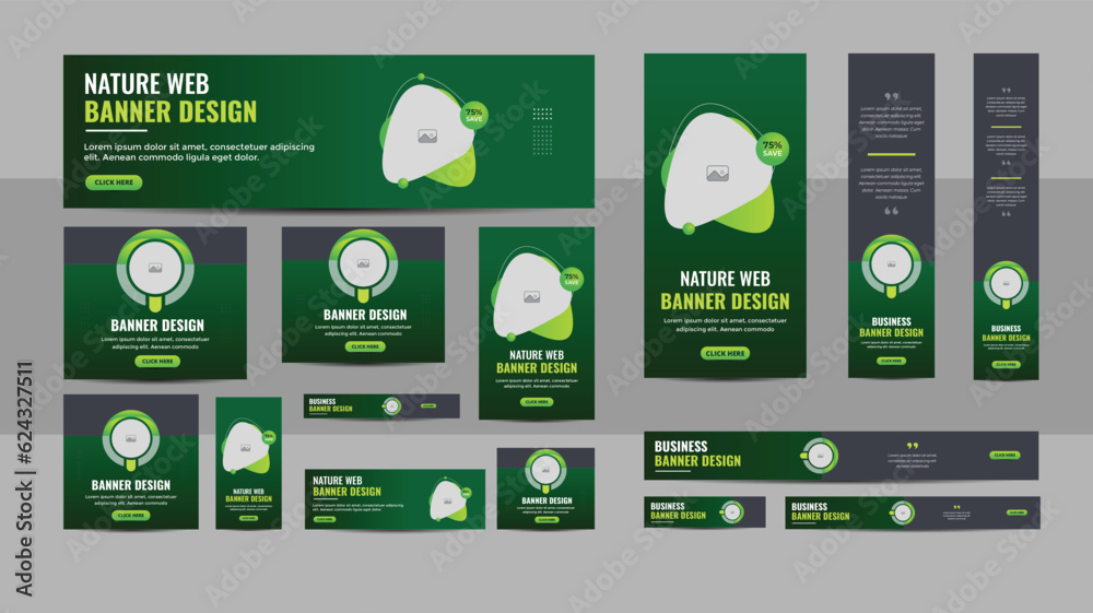 Nature web banner design web template Set, Horizontal header web banner ...