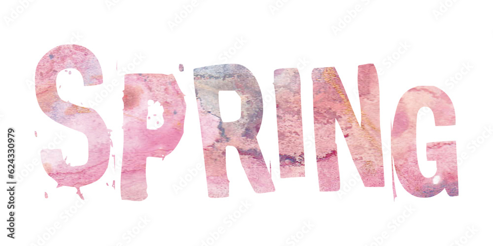 Spring lettering illustration isolated on white. Watercolor letters ...