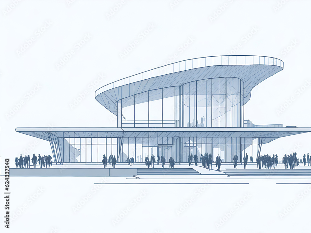 Modern airport blueprint. AI generated illustration Stock Illustration ...
