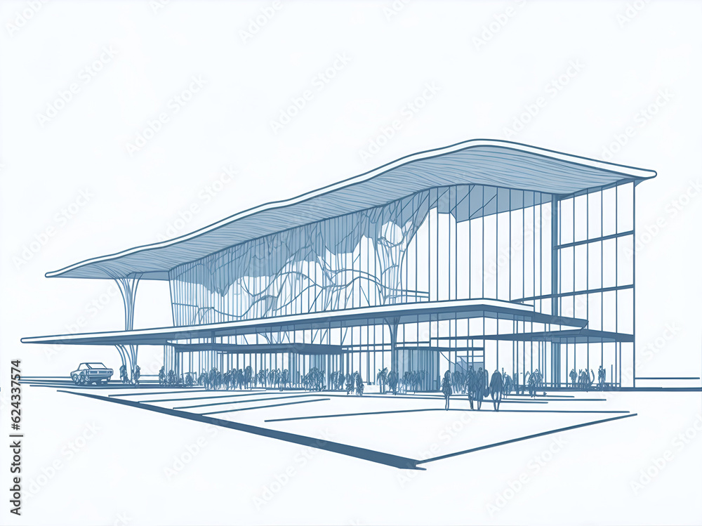 Modern airport blueprint. AI generated illustration Stock Illustration ...