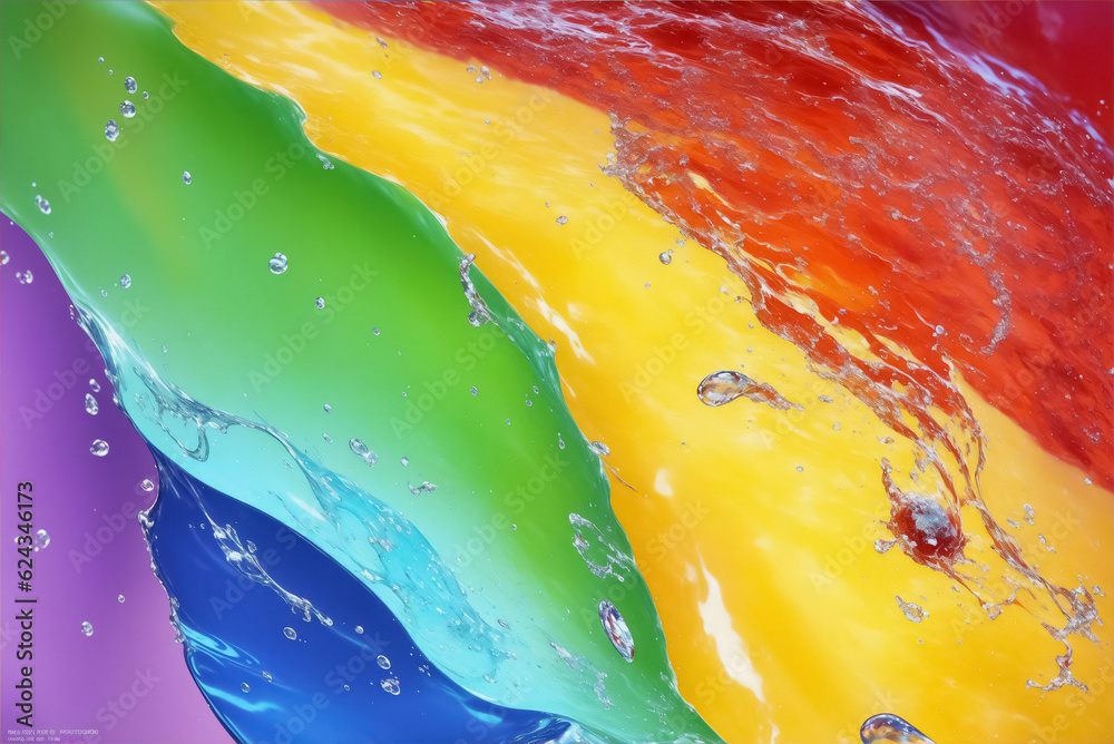 Flag of the gay community in the form of streams of water, bright ...