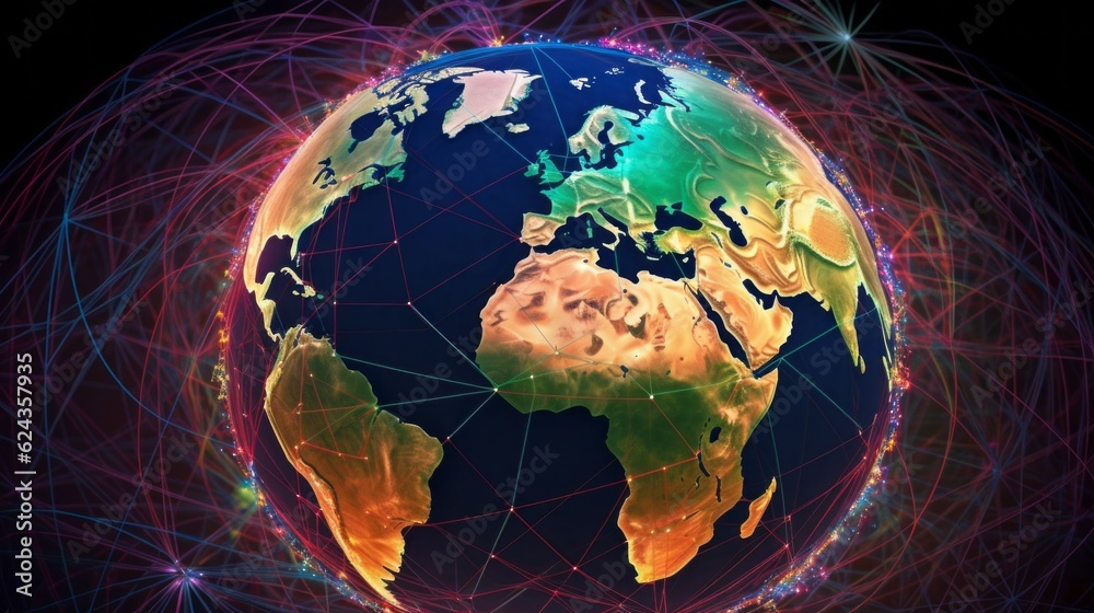 Symbol of globalization Earth Connected Globe at Night Outta Space Shot ...