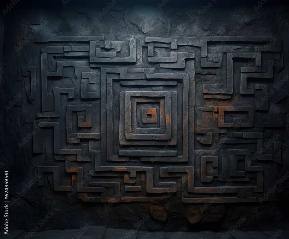 Ancient wall background with primitive maze texture. Stock Illustration ...