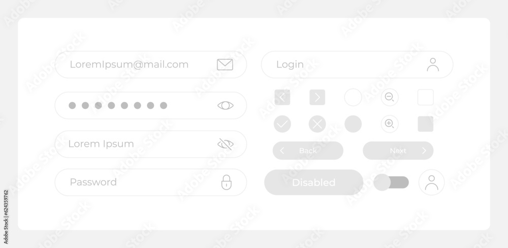 Personal account setting UI elements kit. Isolated vector components. Flat navigation menus and ...
