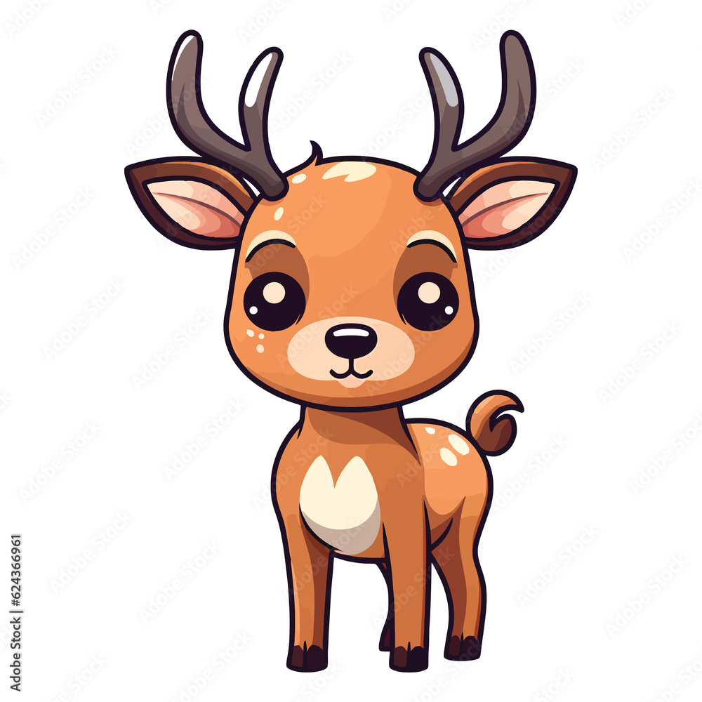 Cute Reindeer Clipart 2D Illustration Stock Illustration | Adobe Stock
