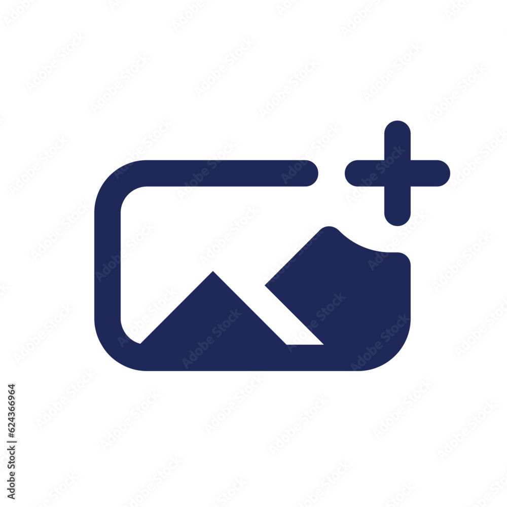 Add image black pixel perfect solid ui icon. Insert photo into footage. Overlay picture on video ...