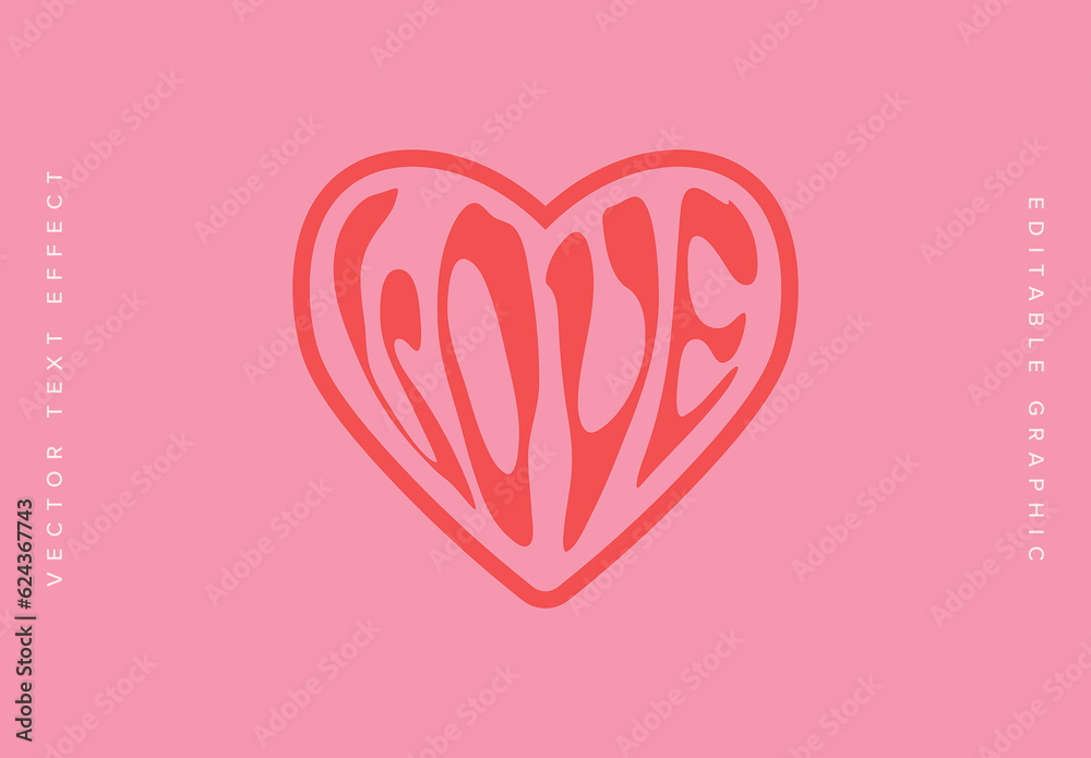 Heart Shaped Warped Text Effect Mockup Stock Template | Adobe Stock