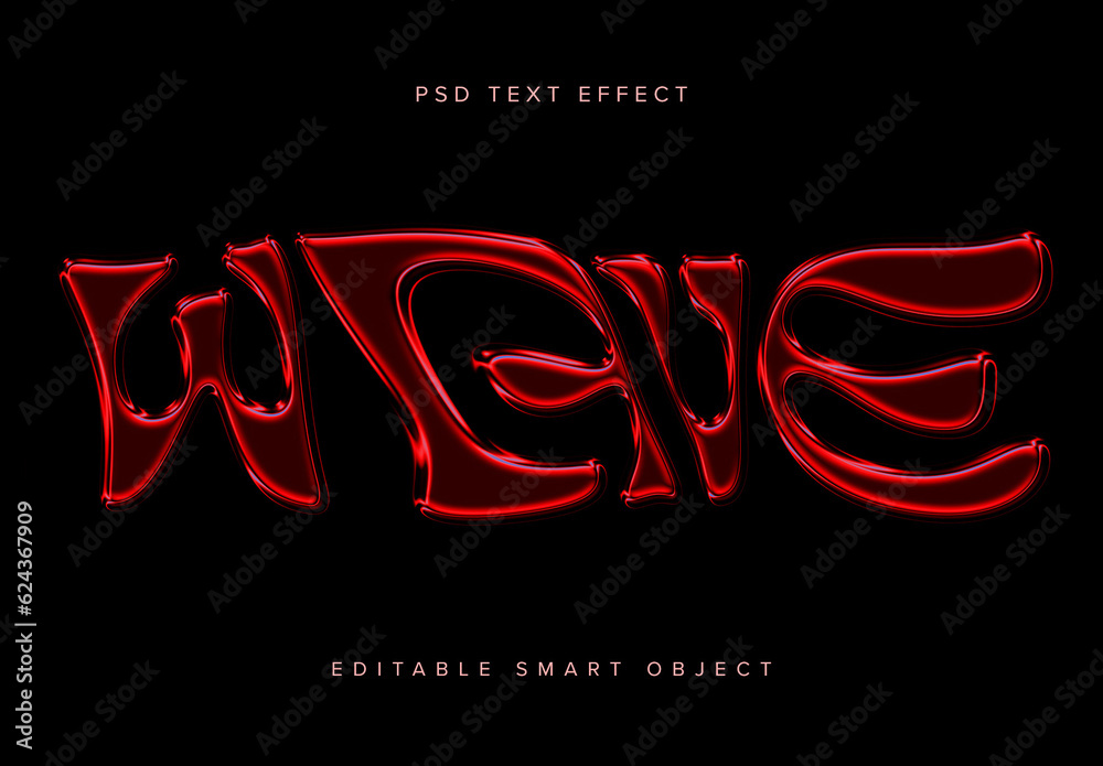 Red Chrome Text Effect Mockup Stock Template | Adobe Stock