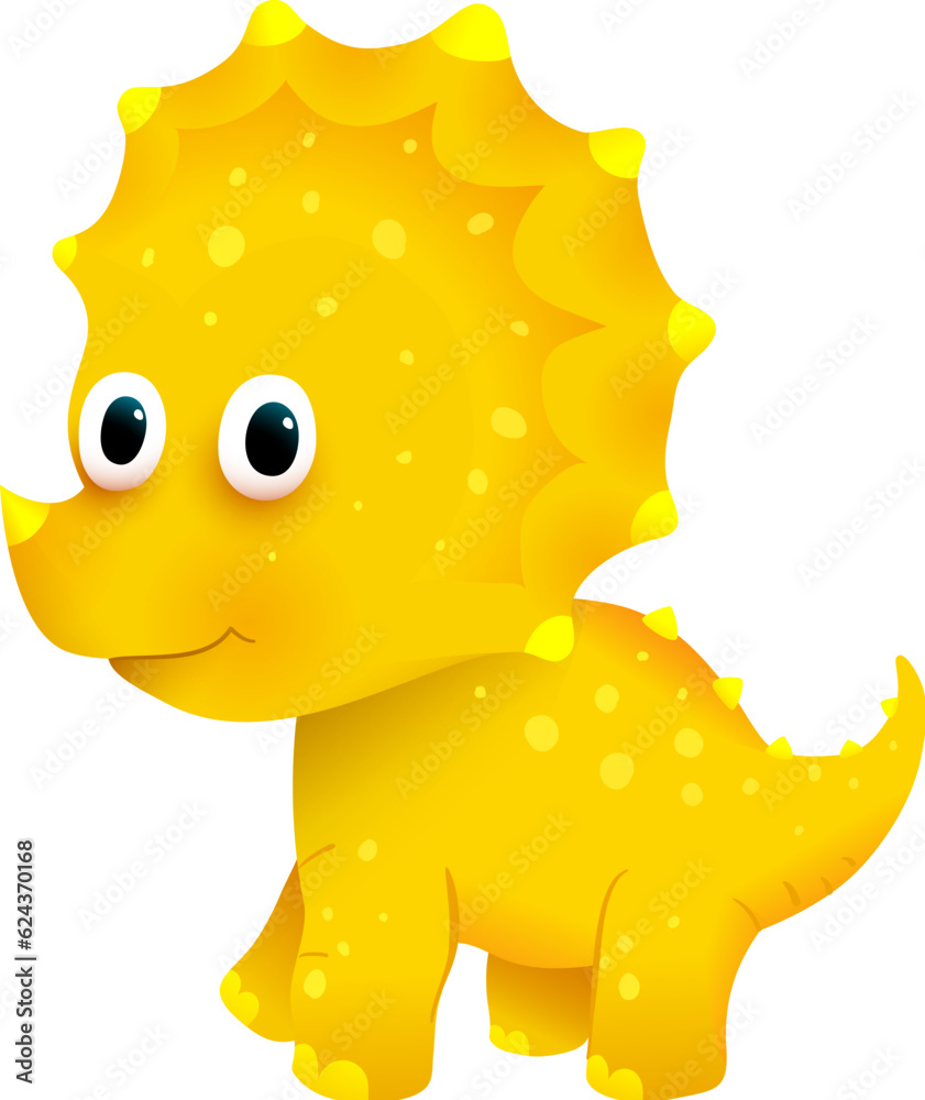 Cute Smiling Yellow Dinosaur Friendly Reptile, Kids Illustration. Funny ...