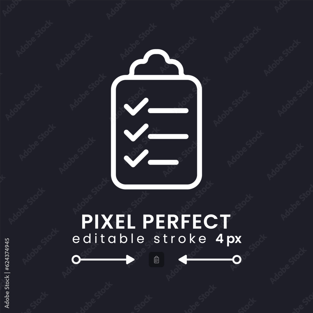 Date tasks white linear desktop icon on black. Work plan. Day schedule ...