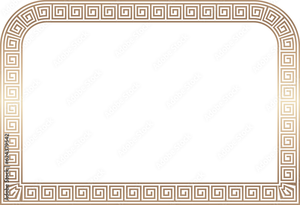 Round Same Side Corner Rectangle meander frame Greek key pattern Greek ...