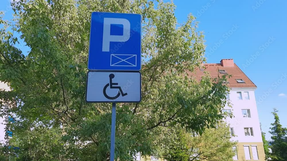 Road sign Parking only for disabled drivers on modern residential ...