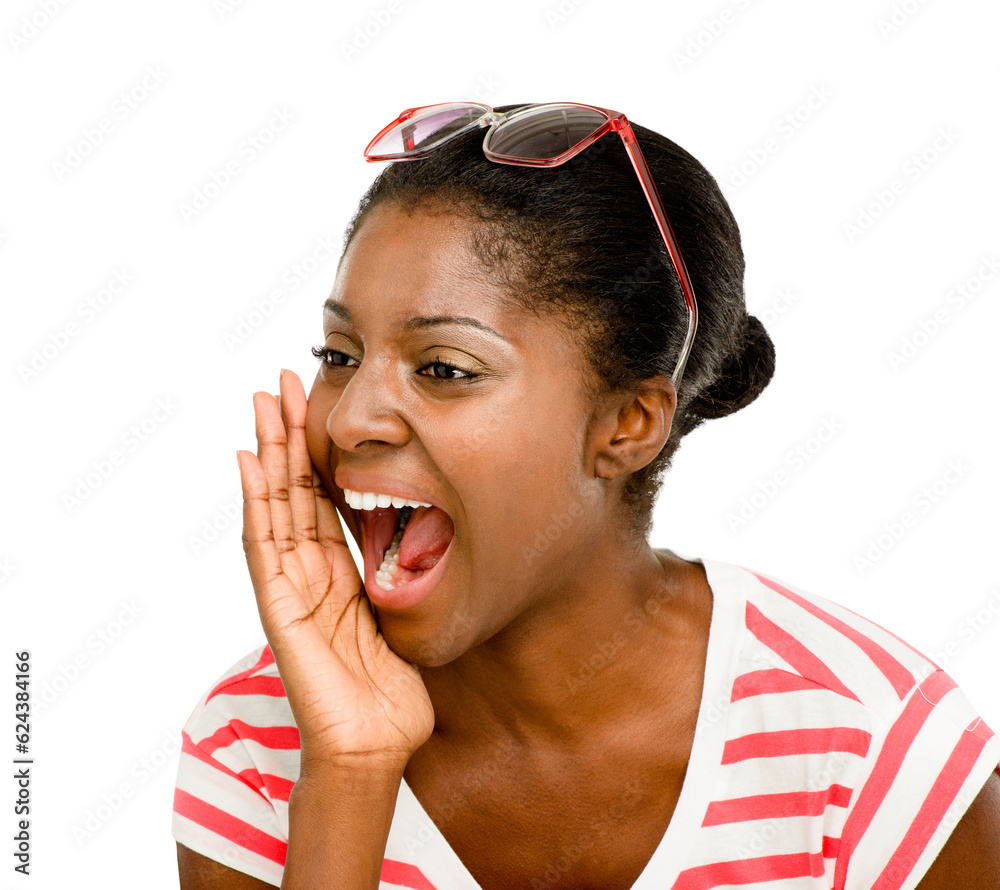 Woman, yelling and noise with isolated on a transparent, png background ...