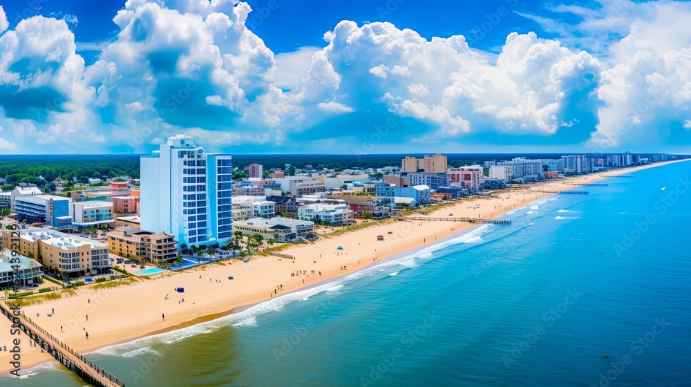 Virginia Beach Boardwalk: High Aerial Panoramic View of Beautiful ...