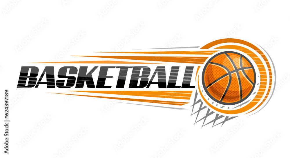 Vector logo for Basketball, decorative banner with line illustration of ...