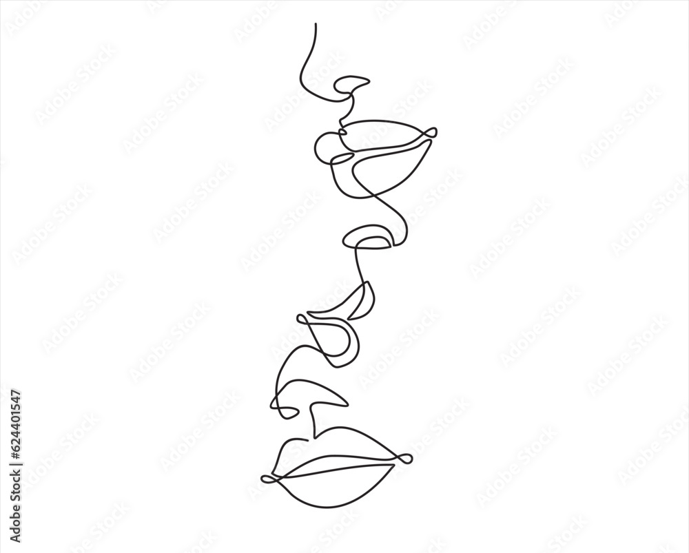 Vecteur Stock Womans Abstract Face Continuous One Line Drawing Female
