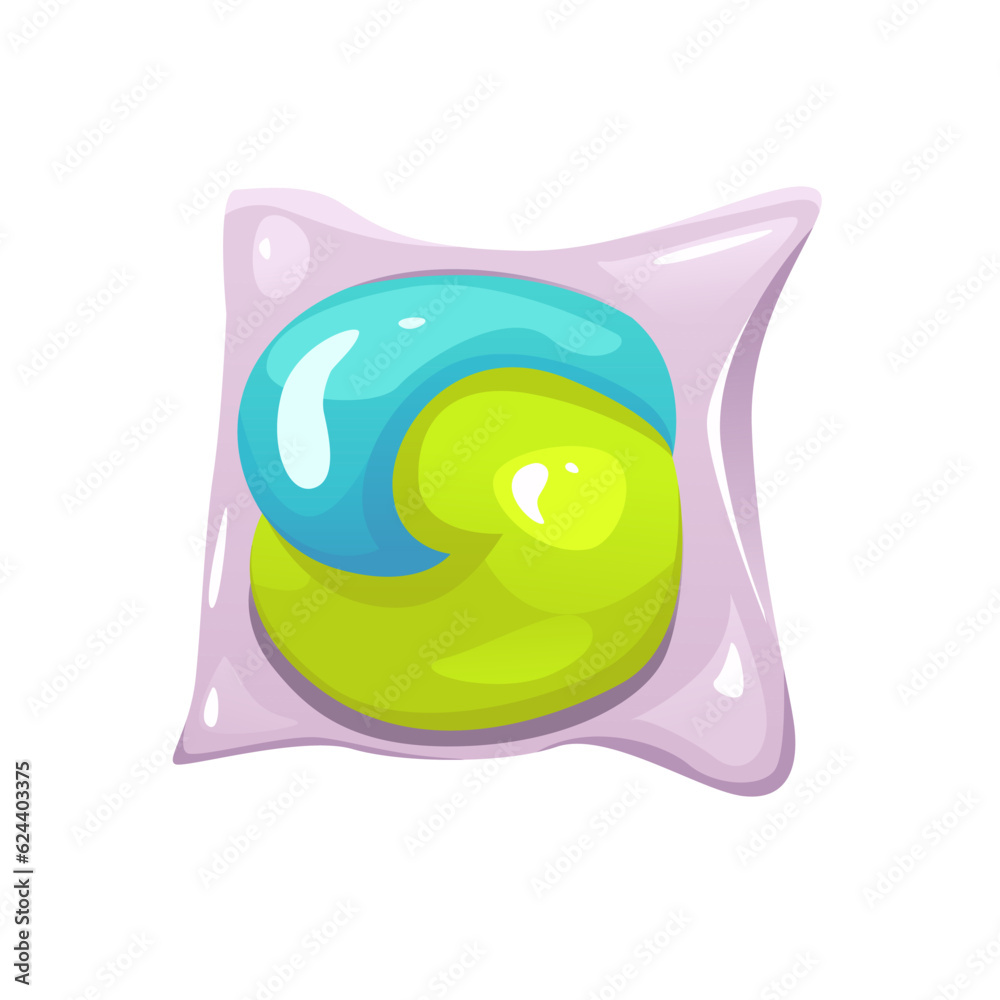 Washing Capsule Pod isolated. Laundry Product. Vector Illustration in Cartoon Style. Stock ...