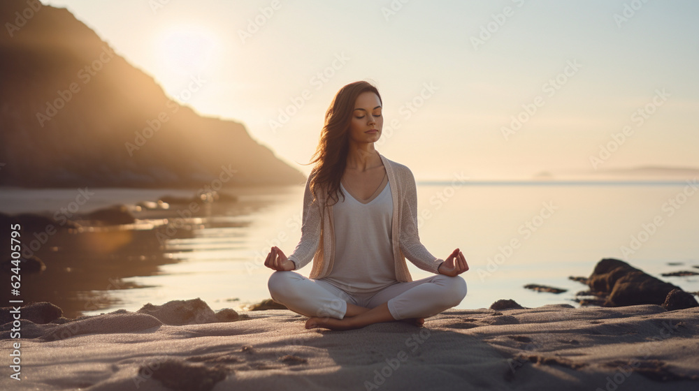 A peaceful image of someone meditating by the beach, highlighting the ...